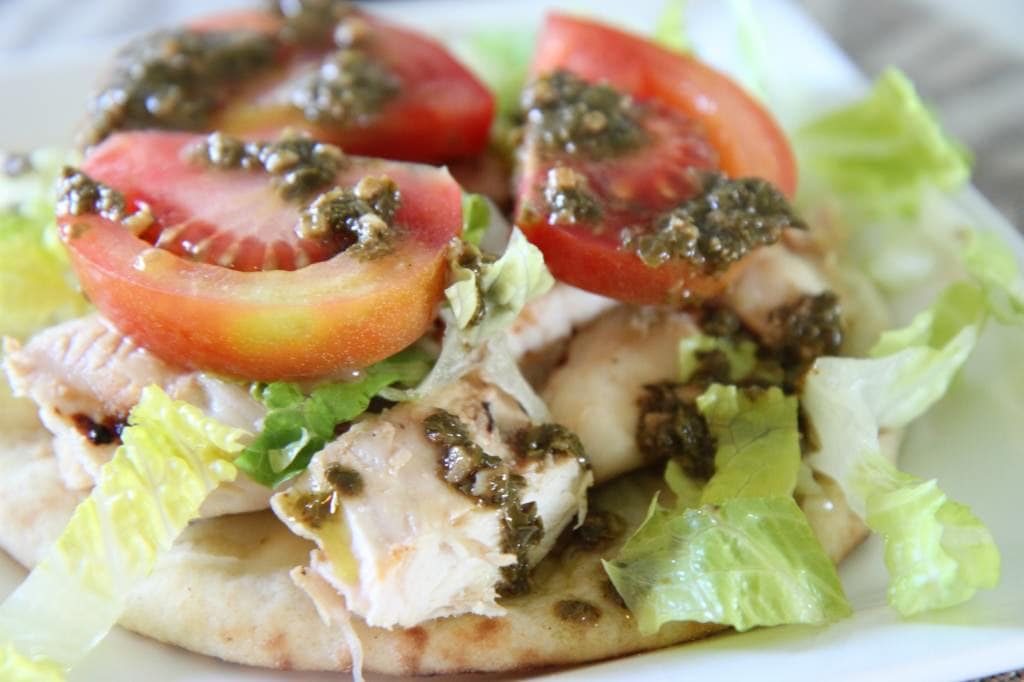 Chicken Pesto Open-Faced Flatbread Sandwich - MomAdvice